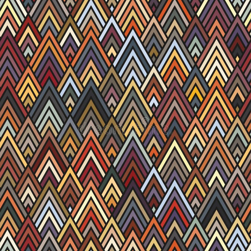 Multicolored Geometric Pattern with Striped Triangles. Vector ...