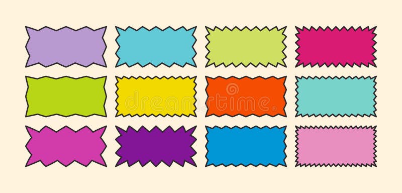 Zig Zag Wavy Edge Rectangle Shapes Set. Vector Jagged Geometric ...