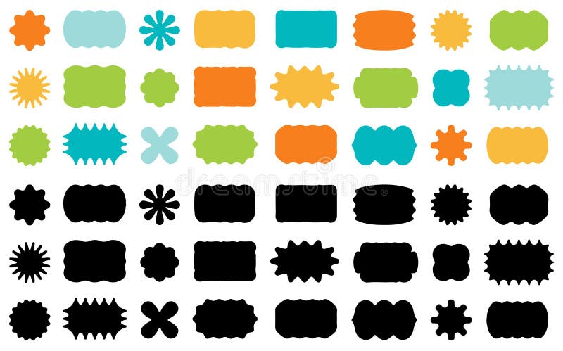 Zig Zag Wavy Shape Frames. Vector Rectangular and Round Abstract Clouds ...