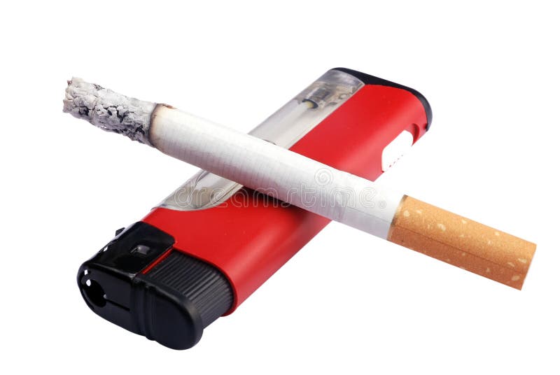 Zigarette mit Feuerzeug stockbild. Bild von feuerzeug - 5001709