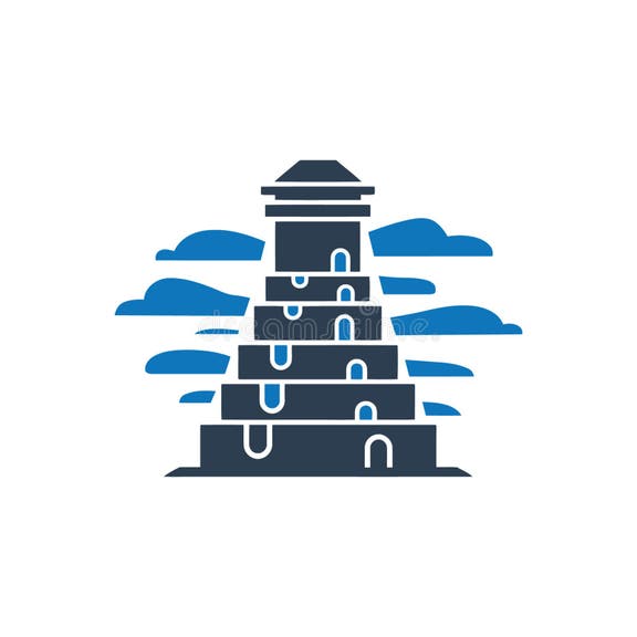 Ziggurat Tower Icon stock illustration. Illustration of clouds - 373774934