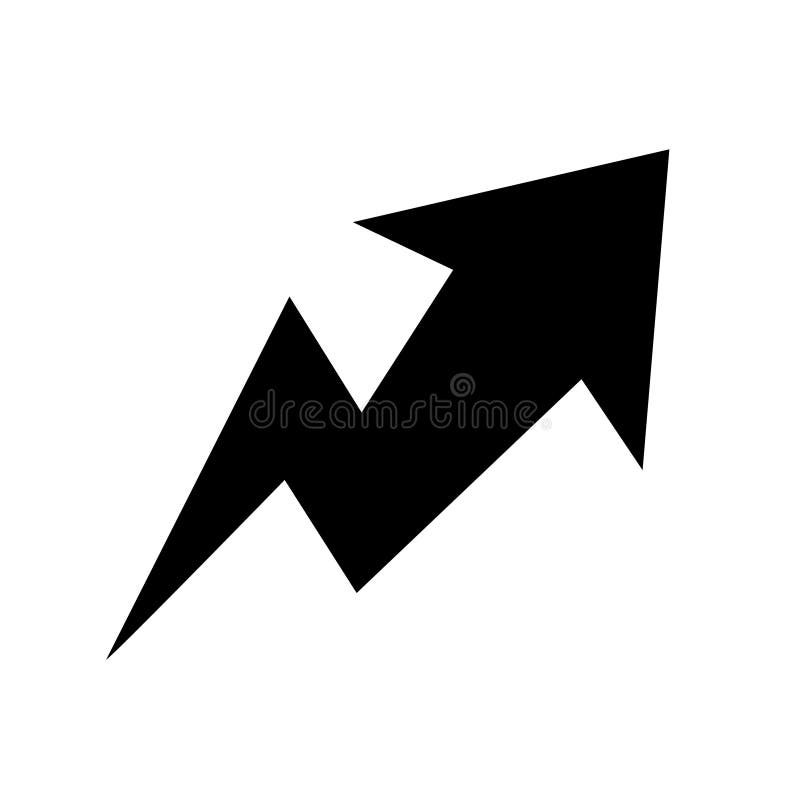 Zigzag Arrow Icon with a Sharp End. Black Arrow Pointing Upwards Stock ...