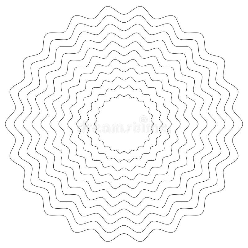 Zigzag Art Lines. Geometric Circular Element with Wavy, Abstract ...