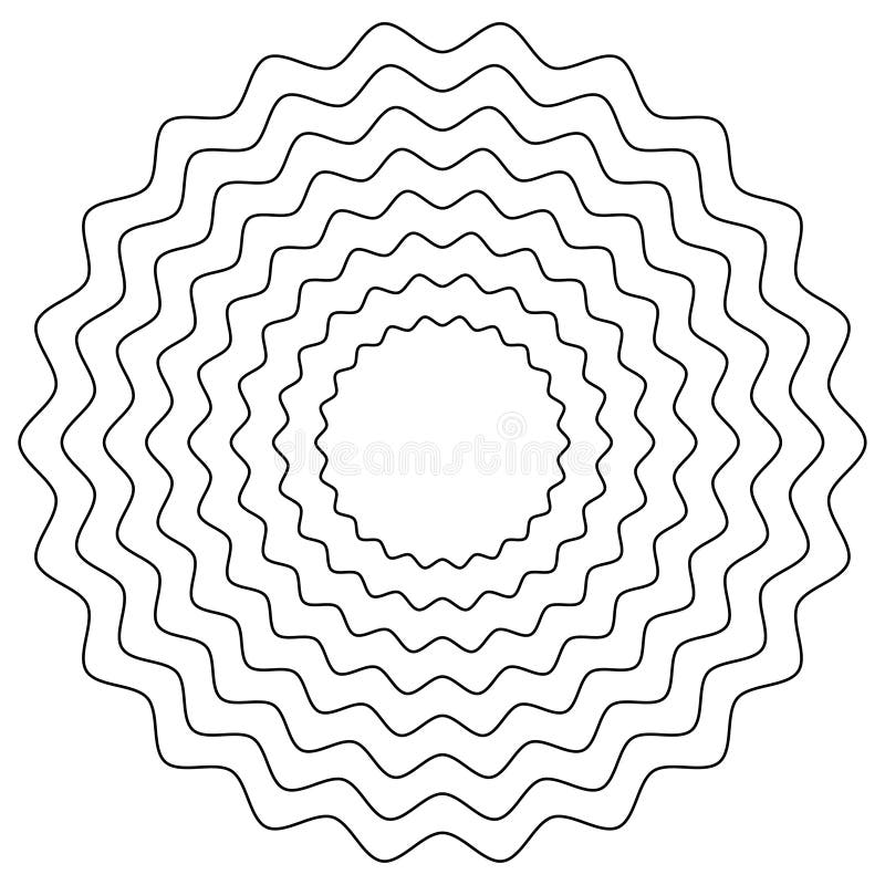 Zigzag Art Lines. Geometric Circular Element with Wavy, Abstract ...