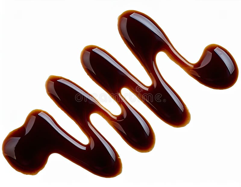 Zigzag Drizzle of Dark Fish Sauce on White Background, Close-Up of ...