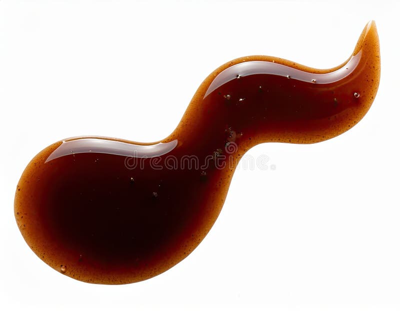 Zigzag Drizzle of Dark Fish Sauce on White Background, Close-Up of ...
