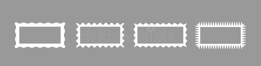Zigzag Edge White Hollow Rectangle Stroke Shapes. Set Rectangular with ...