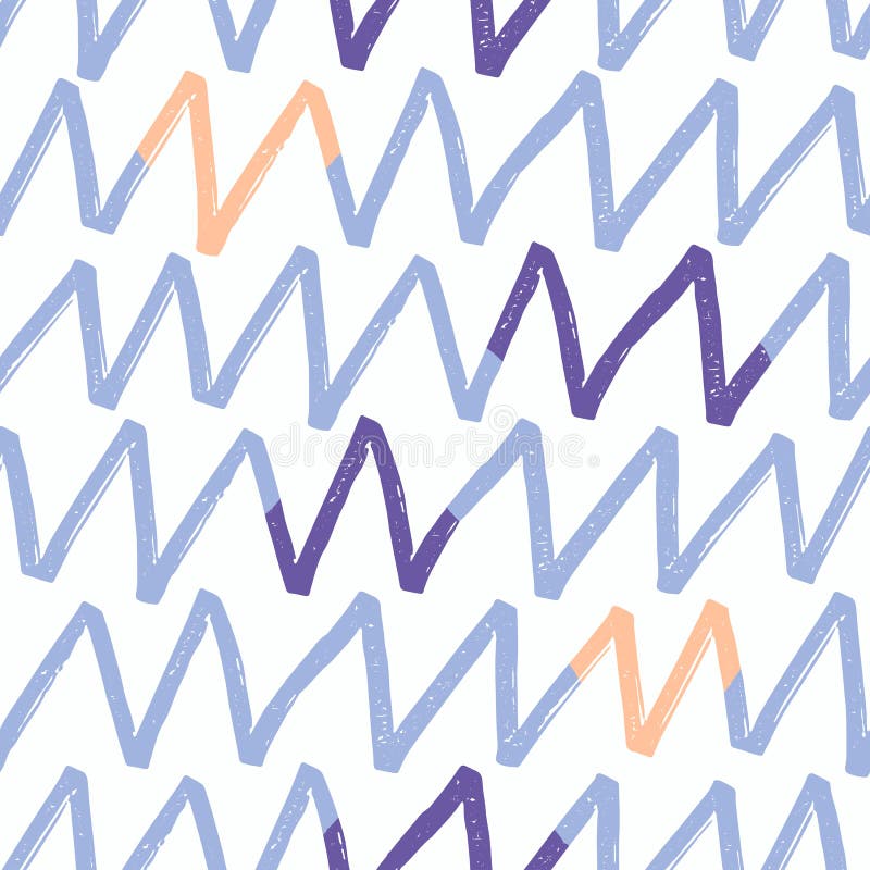 Zigzag Hand Drawn Seamless Pattern. Stock Vector - Illustration of ...