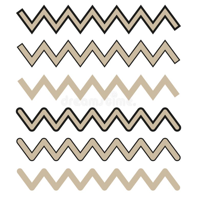 Zigzag Line Patterns. Decorative Sharp Shapes. Beige Black Curves ...