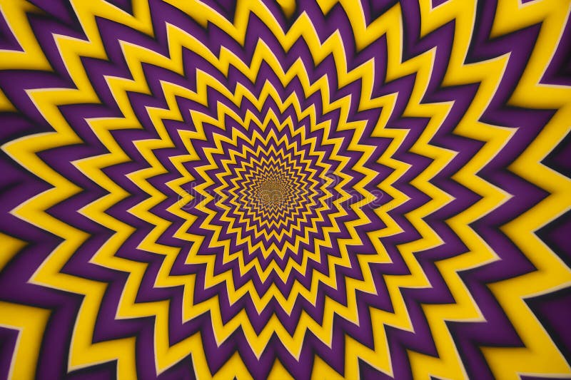 Zigzag Optical Illusion Spiral in Yellow and Purple with Dynamic Visual ...
