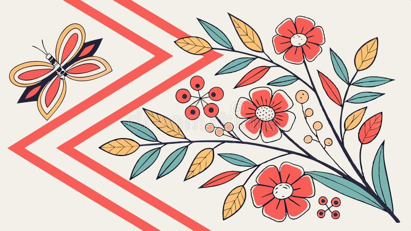 Zigzag Pattern with Flowers, Modern Floral and Decorative Background ...