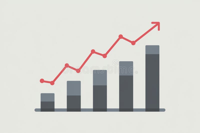 Zigzag Red Line on Gray Bar Chart Shows Peak at Right Stock ...