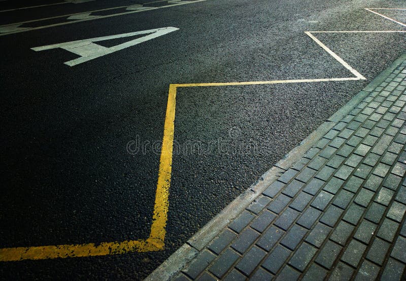 Zigzag Road Marking Line on Empty Road Transport Backdrop Stock Image ...