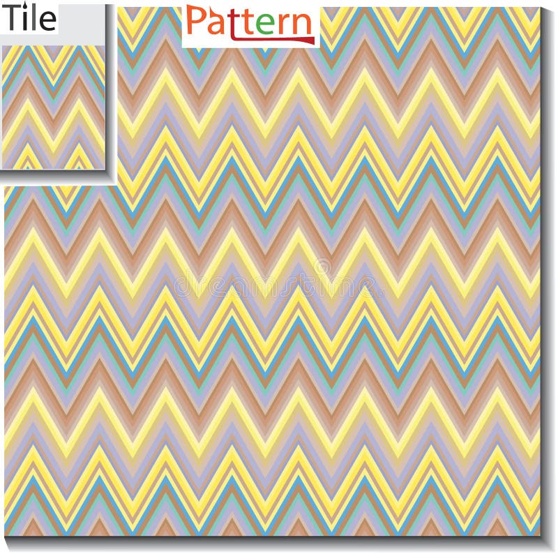 Zigzag and Stripe Line Tile with Sample Pattern. Vector Illustration ...