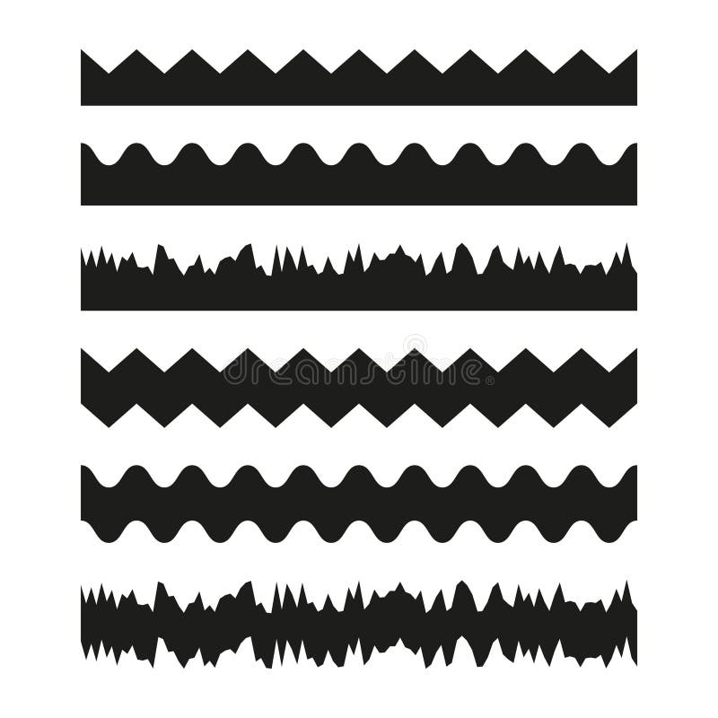 Zigzag and Wavy Lines. Black Pattern Variations. Geometric Shapes ...