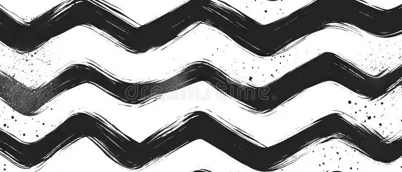 Zigzagging Black Ink Pattern with Bold Lines on a Snow-white Background ...