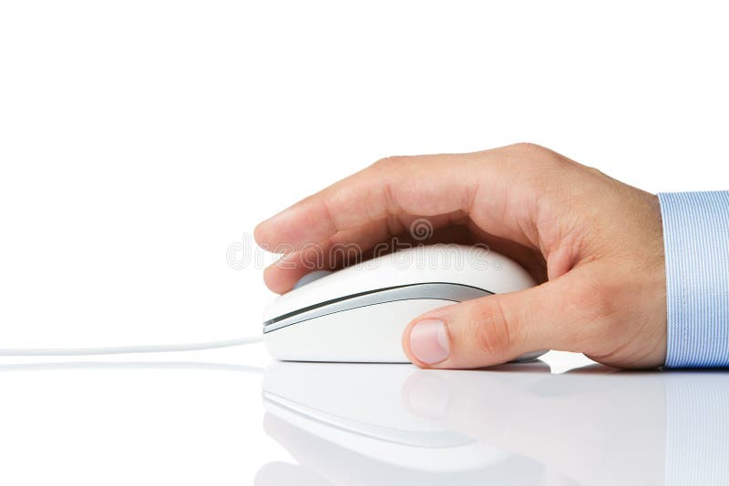 Hand met computermuis stock afbeelding. Afbeelding bestaande uit ...