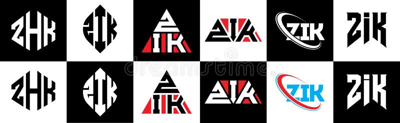 ZIK Letter Logo Design in Six Style. ZIK Polygon, Circle, Triangle ...