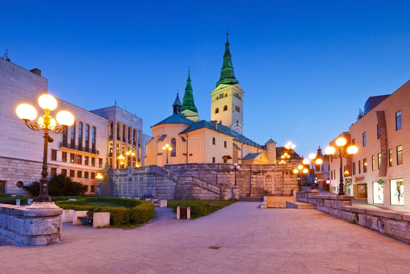 Zilina editorial stock image. Image of church, dusk, architecture ...