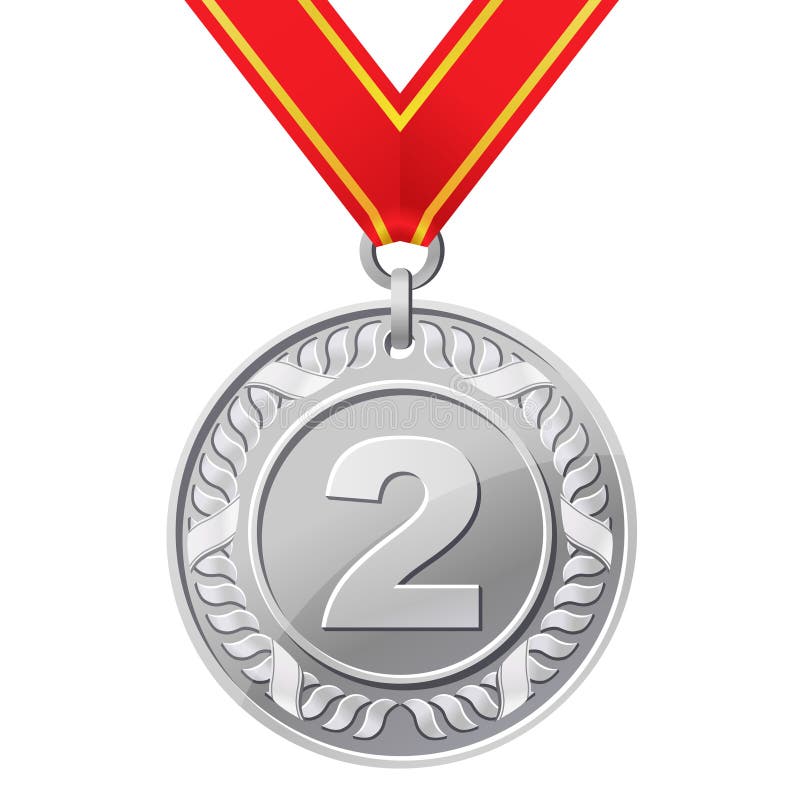 Zilveren medaille vector illustratie. Illustratie bestaande uit twee ...