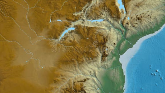 Zimbabwe area. Relief map stock illustration. Illustration of sphere ...