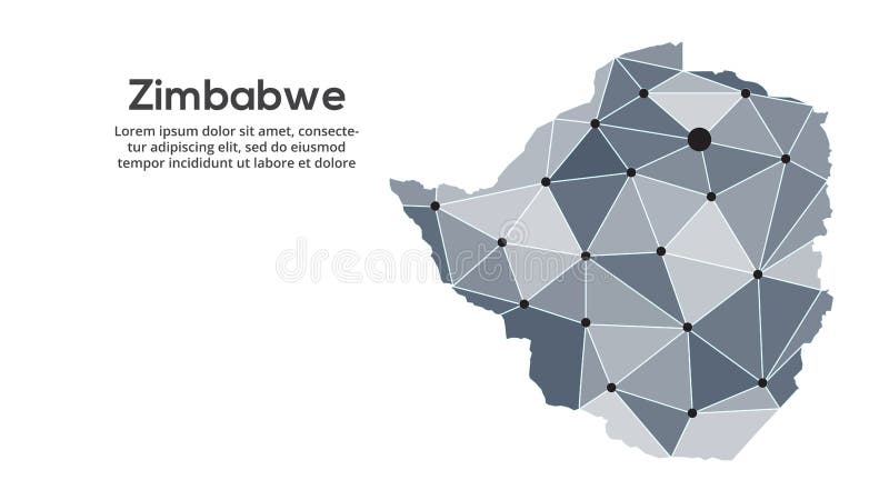 Zimbabwe Communication Network Map. Vector Image of a Low Poly Global ...