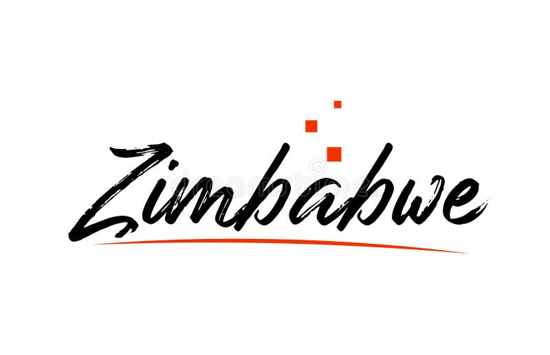 Zimbabwe Country Text Typography Logo Icon Design on Black Background ...