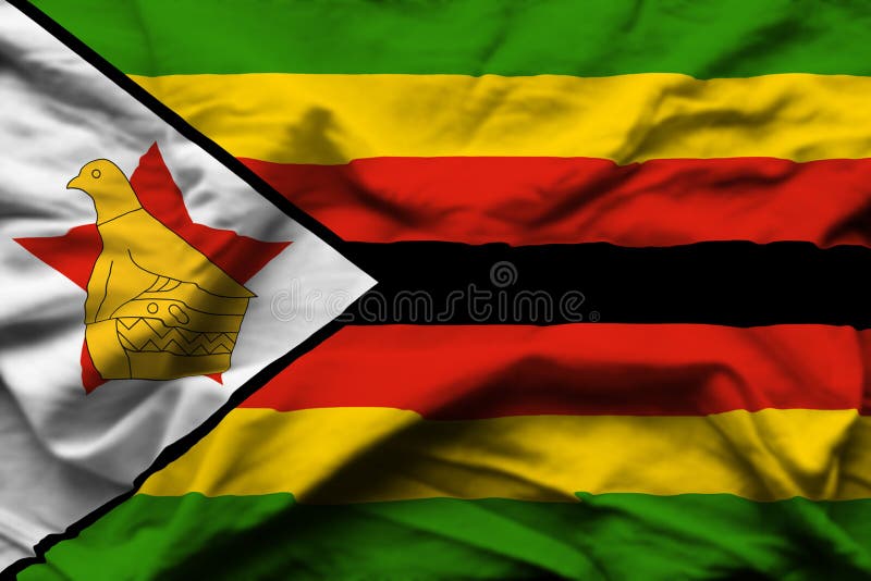 Zimbabwe Realistic Waving Flag Vector Illustration National Country