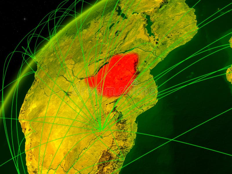 Zimbabwe on Earth with Network Stock Illustration - Illustration of ...