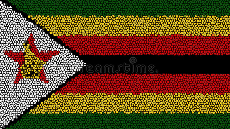Zimbabwe Flag in an Abstract Mosaic Style, Creative Geometric Tile ...