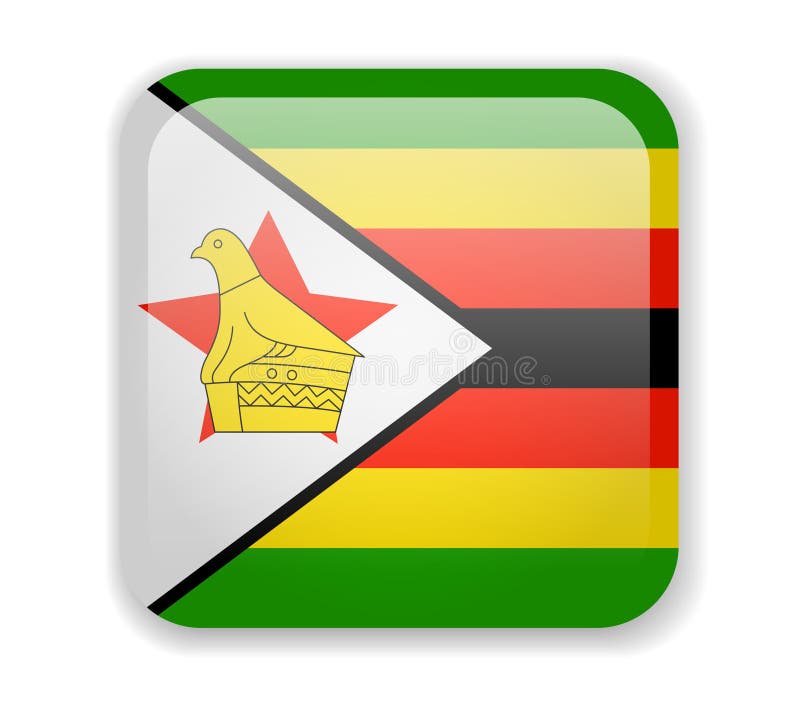 Zimbabwe Flag Bright Square Icon on a White Background Stock ...