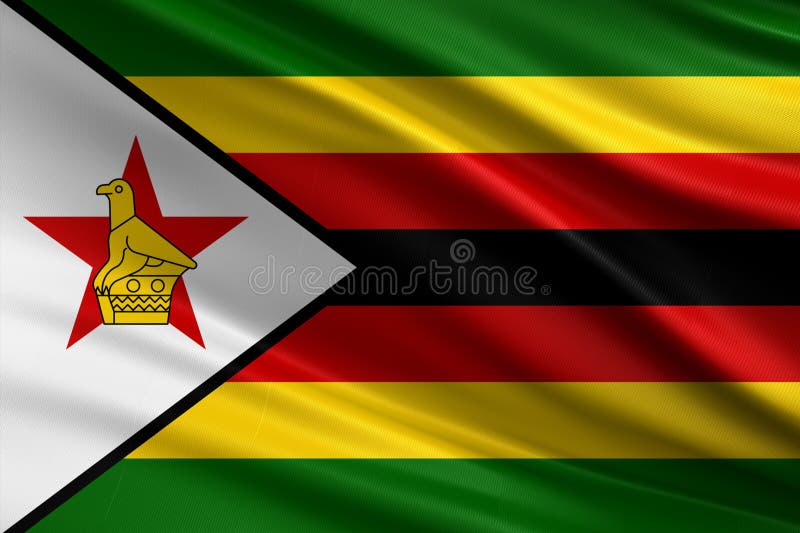 Zimbabwe Flag with Fabric Texture, Official Colors, 3D Illustration ...
