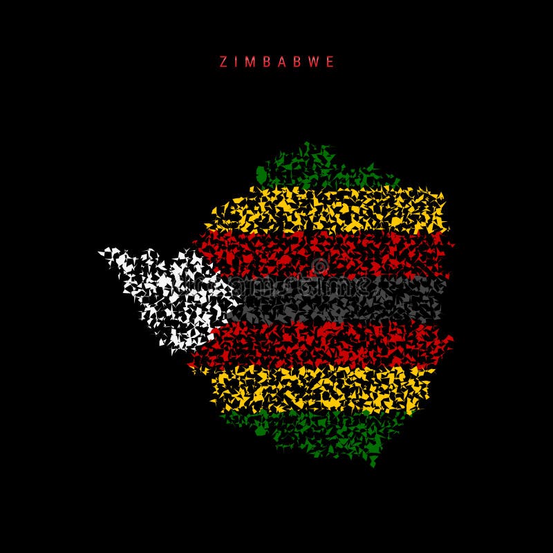 Zimbabwe Flag Map, Chaotic Particles Pattern in the Zimbabwean Flag ...