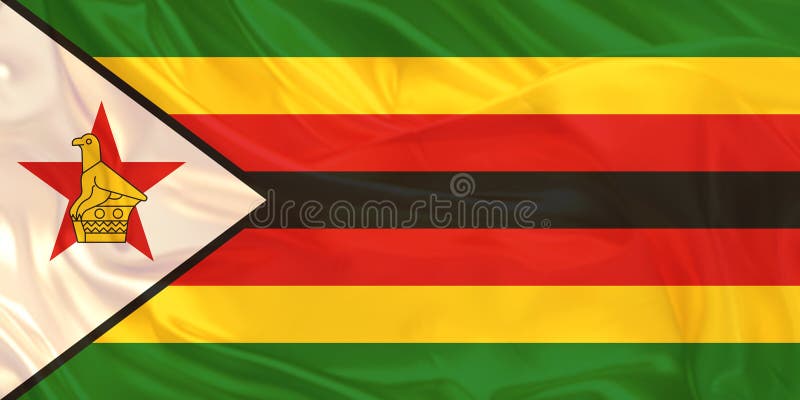 Zimbabwe Flag Wind Waving Close Up Stock Illustration - Illustration of ...