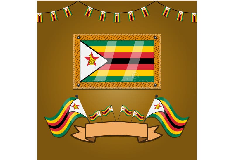 Zimbabwe Flags on Frame Wood, Label Stock Vector - Illustration of ...