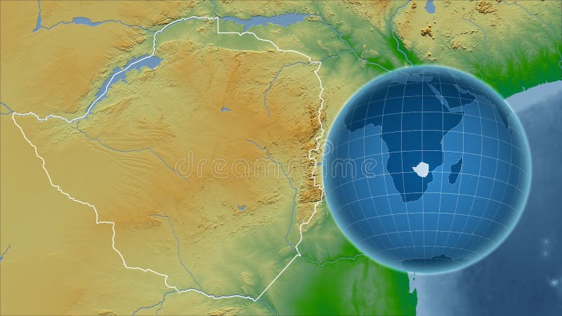 Zimbabwe and Globe. Bumps Shaded Stock Footage - Video of land ...