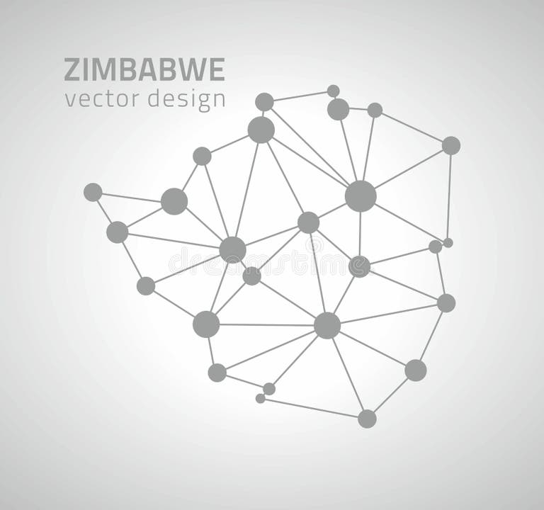 Zimbabwe Dot Grey Outline Triangle Perspective Modern Vector Map Stock ...