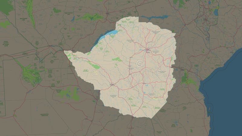 Zimbabwe Highlighted. Topo German Stock Illustration - Illustration of ...