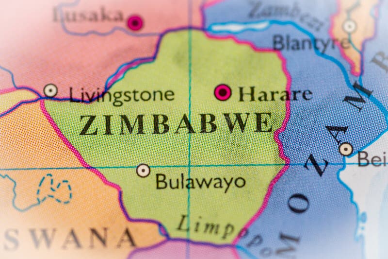 Zimbabwe Highlighted on a World Map Stock Image - Image of zoom ...