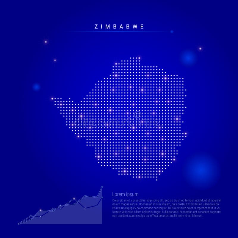 Glowing Map of Zimbabwe, Modern Blue Outline Map Stock Illustration ...