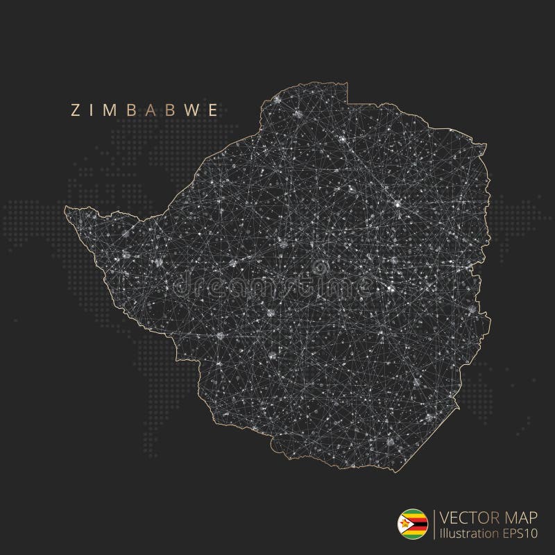 Zimbabwe Map Abstract Geometric Mesh Polygonal Light Concept Stock ...