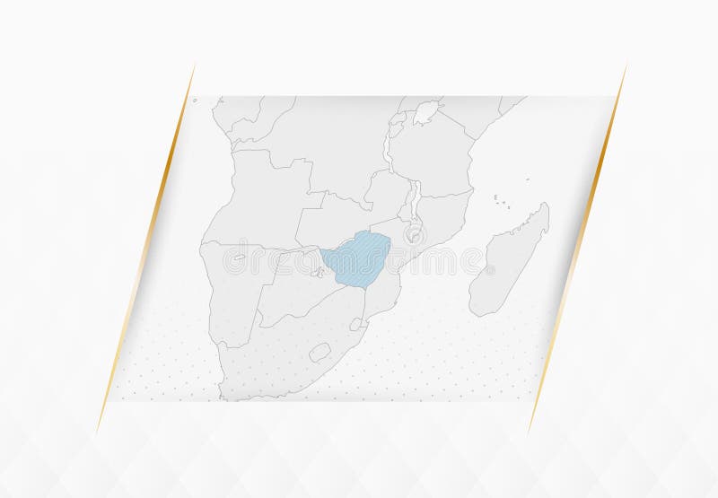Zimbabwe Map in Blue with Gold Framed Accents. Modern Vector Map of ...