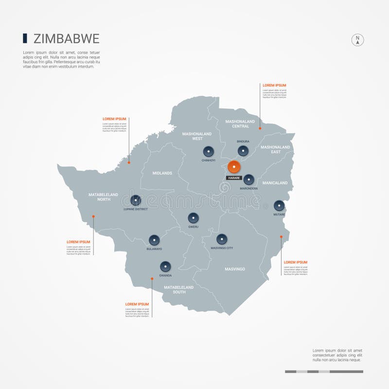 Zimbabwe Infographic Map Vector Illustration. Stock Vector ...