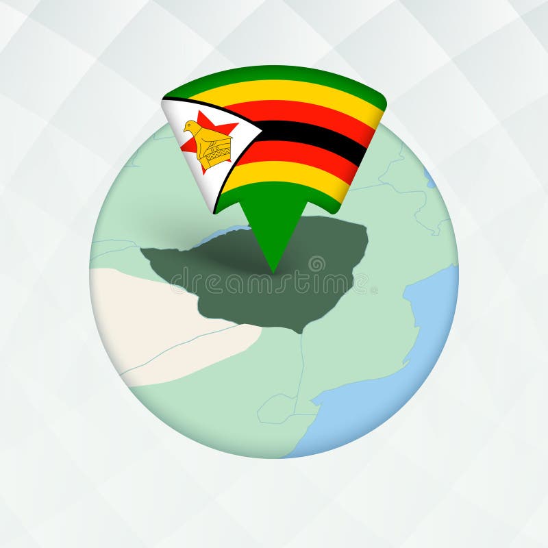 Zimbabwe Map Highlighted with Flag Marker Stock Illustration ...