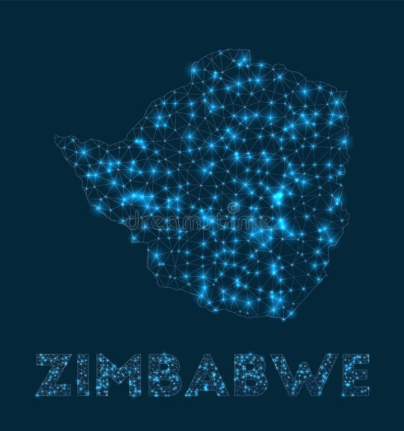 Zimbabwe network map. stock vector. Illustration of cyberspace - 178164056