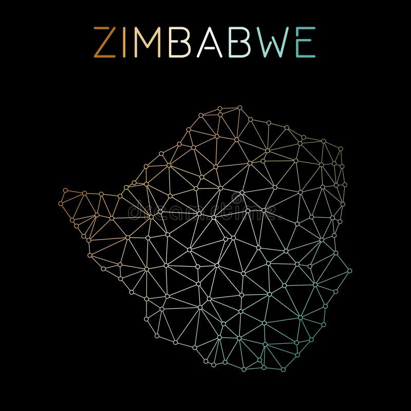 Zimbabwe network map. stock vector. Illustration of cyberspace - 93000371