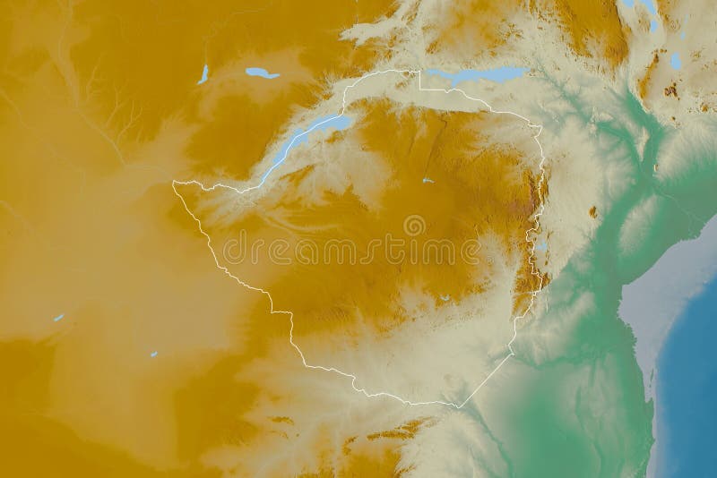 Zimbabwe outlined. Relief stock illustration. Illustration of planet ...