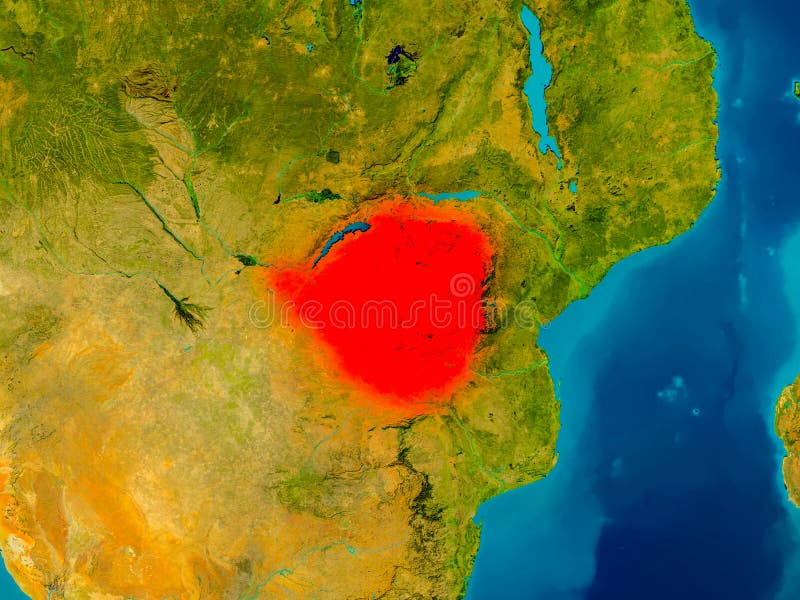 Zimbabwe on physical map stock illustration. Illustration of render ...