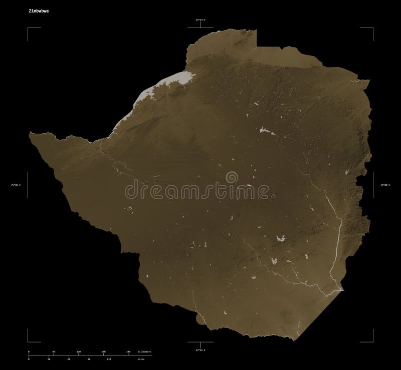Zimbabwe Shape on Black. Sepia Stock Illustration - Illustration of ...