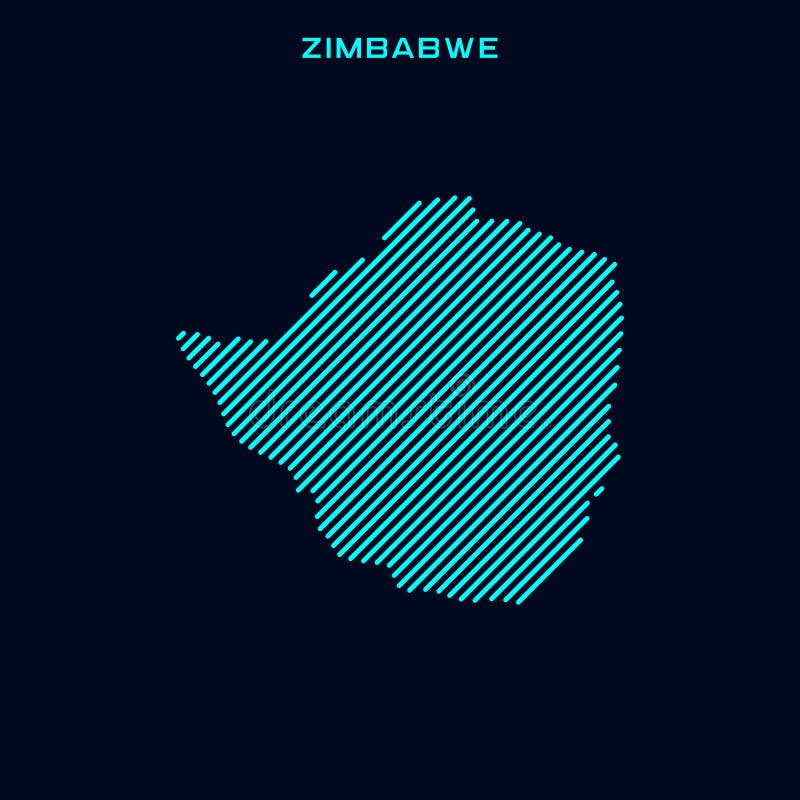 Zimbabwe Striped Map Vector Design Template with Blue Background. Stock ...